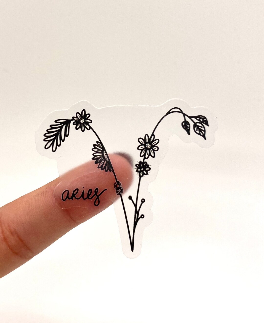 Clear Floral Aries Zodiac Sticker Aries Zodiac Laptop - Etsy