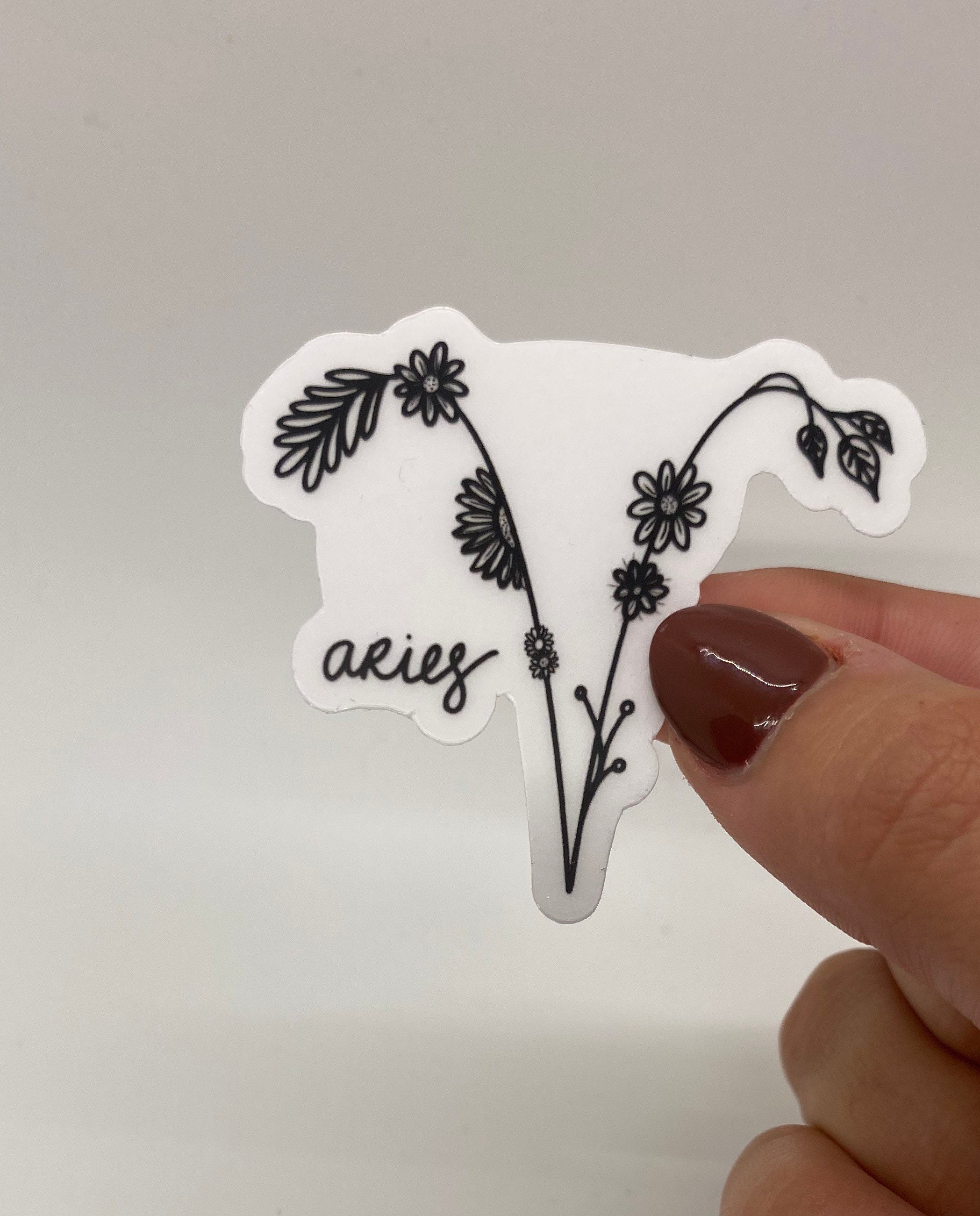 Clear Floral Aries Zodiac Sticker Aries Zodiac Laptop - Etsy