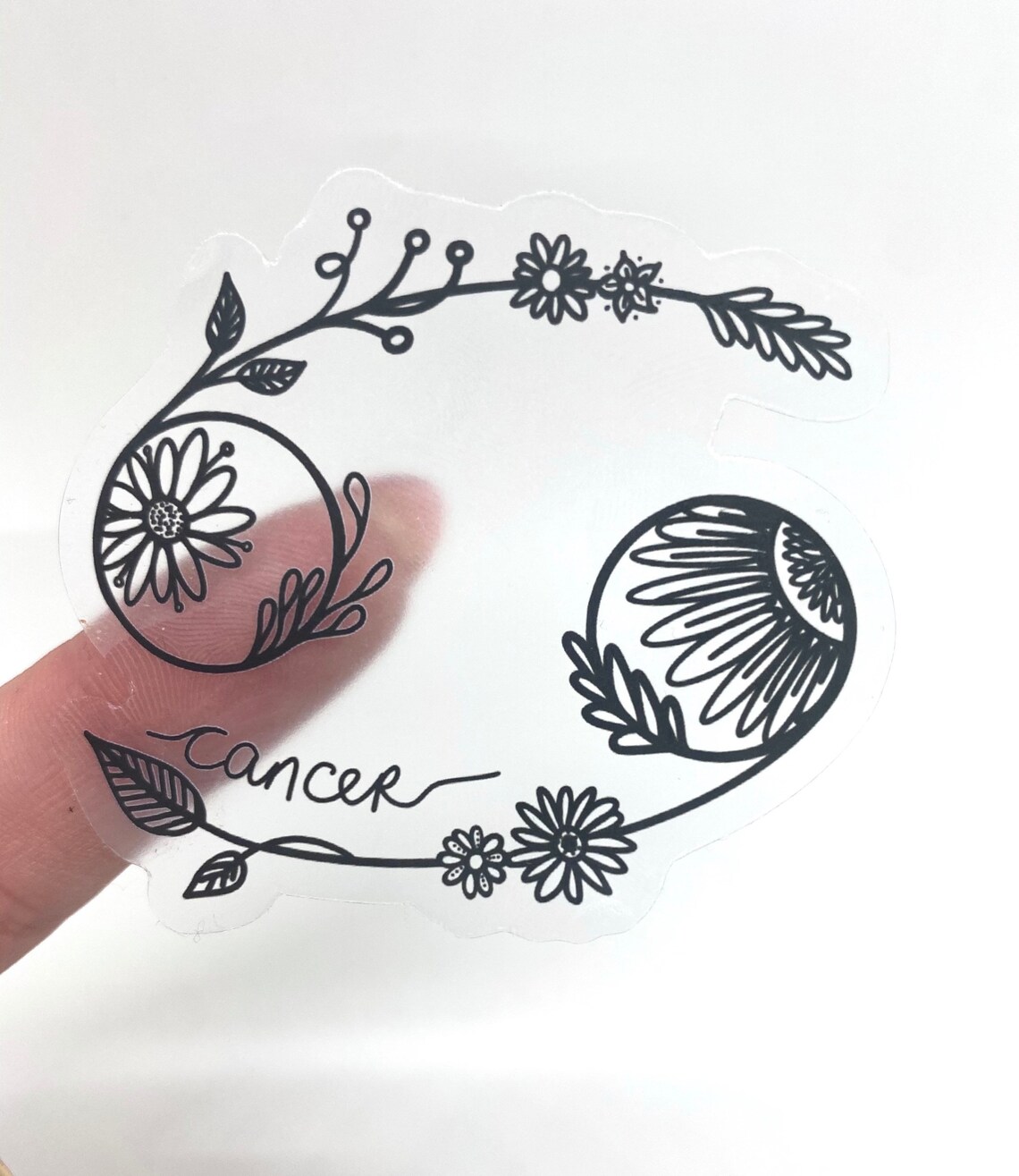 Clear Floral Cancer Zodiac Sticker Cancer Zodiac Laptop - Etsy