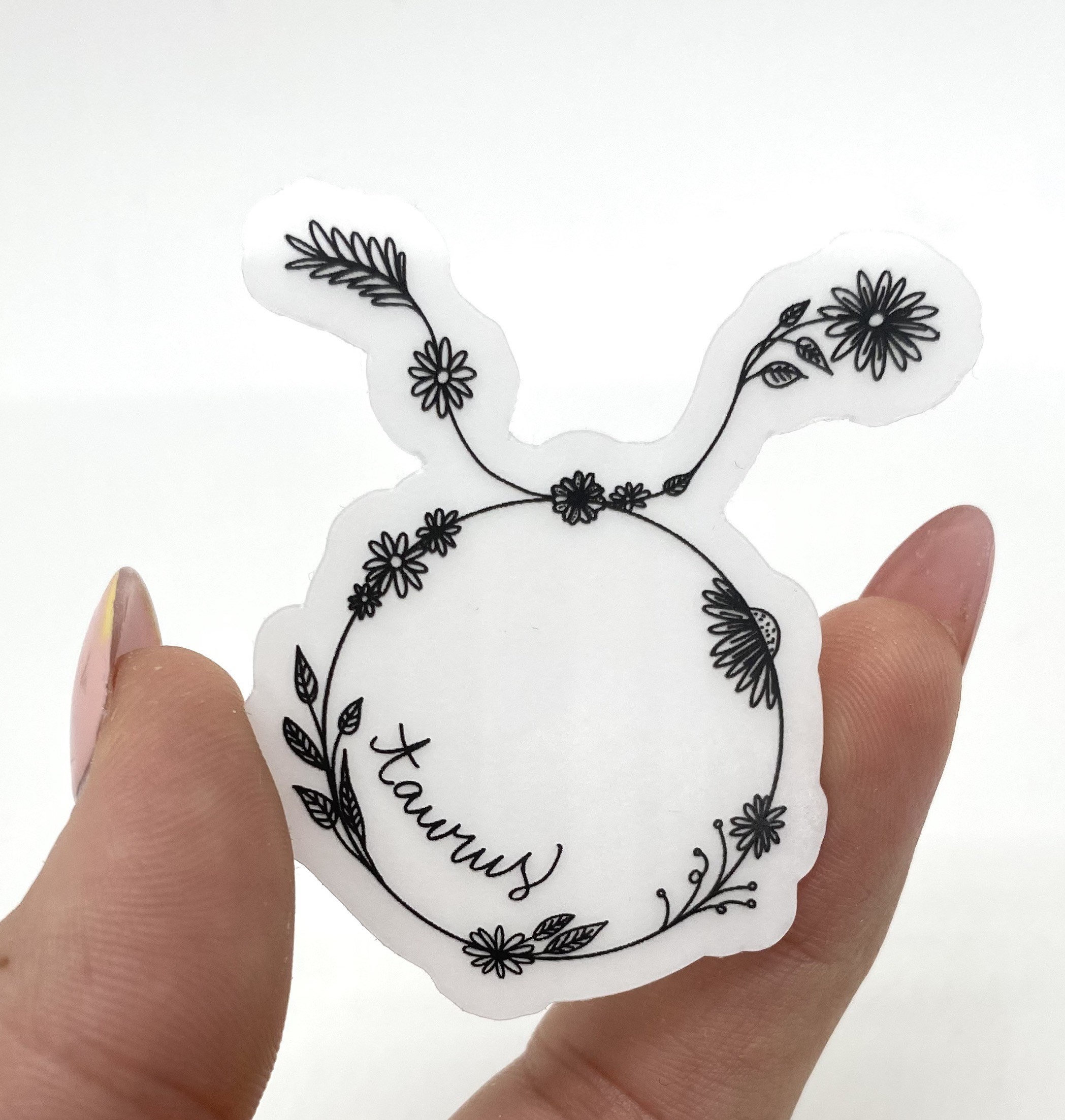 Clear Floral Taurus Zodiac Sticker Taurus Zodiac Laptop - Etsy