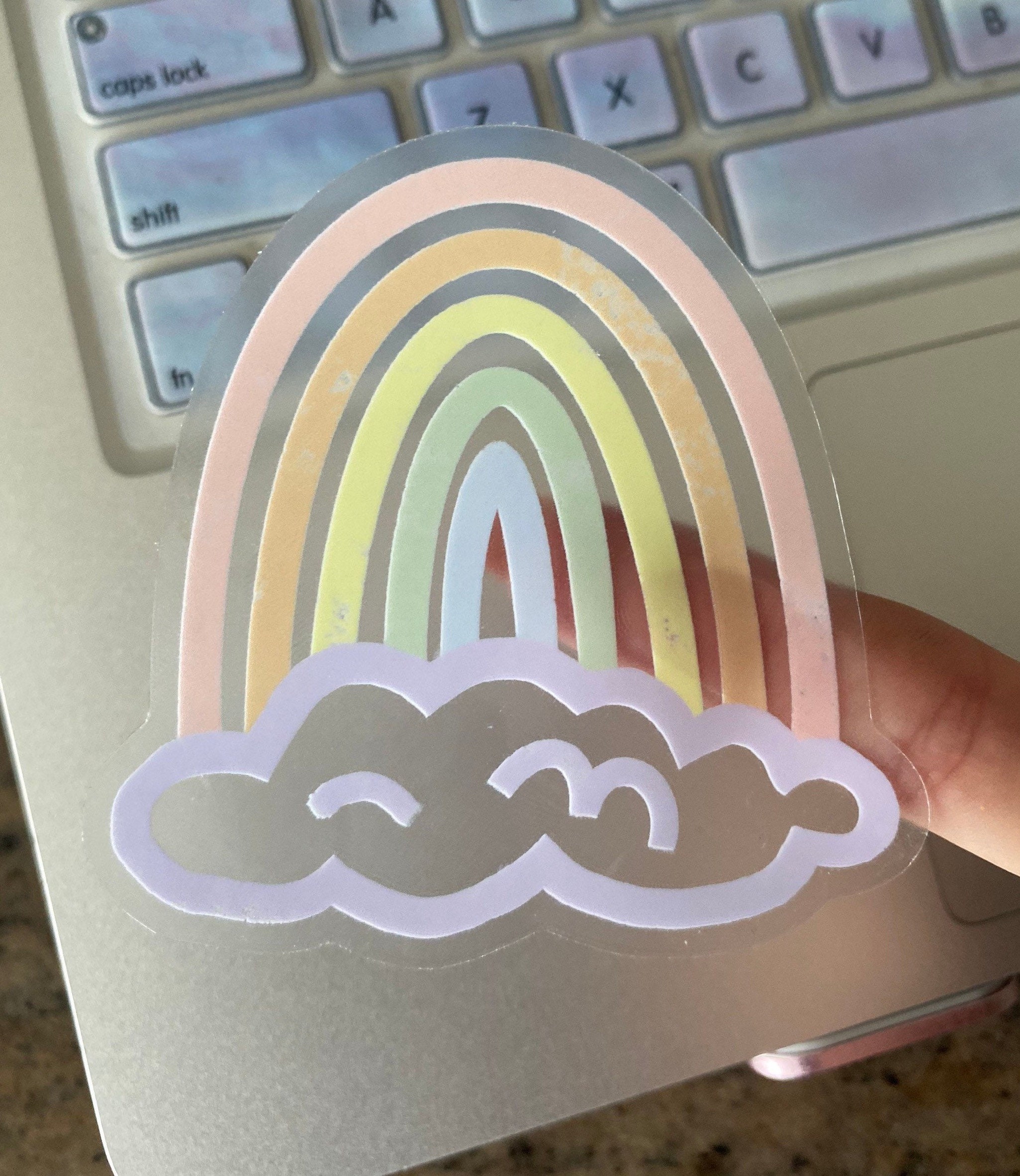 Clear Pastel Rainbow Laptop Sticker Pastel Rainbow Rainbow | Etsy