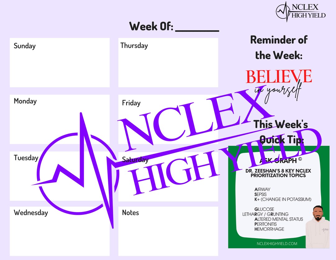NCLEX 6 Week Digital Planner, NCLEX Calendar, NCLEX Planner, Nclex ...
