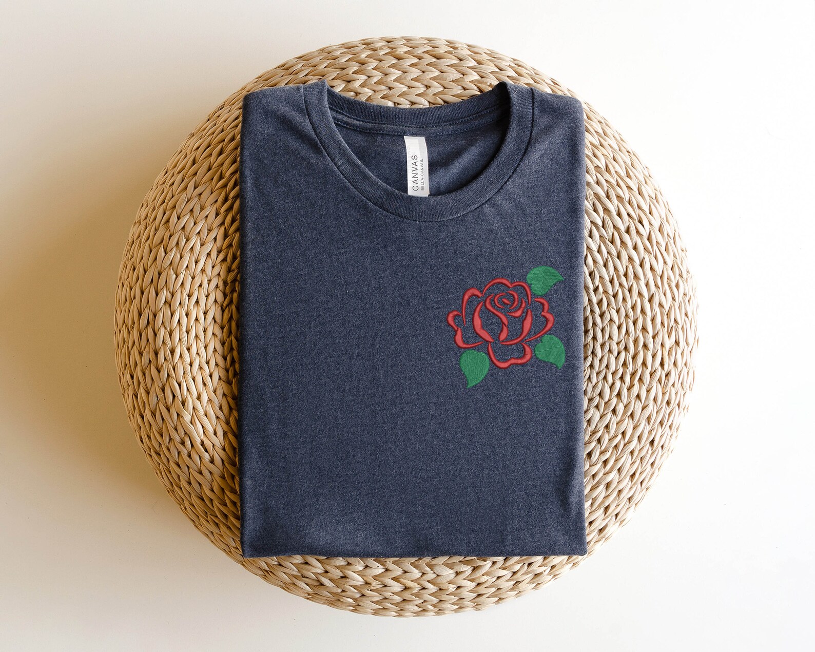 Embroidered Rose Shirt, Embroidered Red Rose Sweatshirt, Embroidered ...
