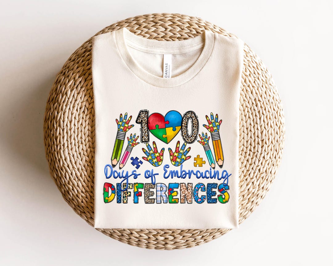 100 Days of Embracing Differences Autism Shirt, Love Accept Understand ...