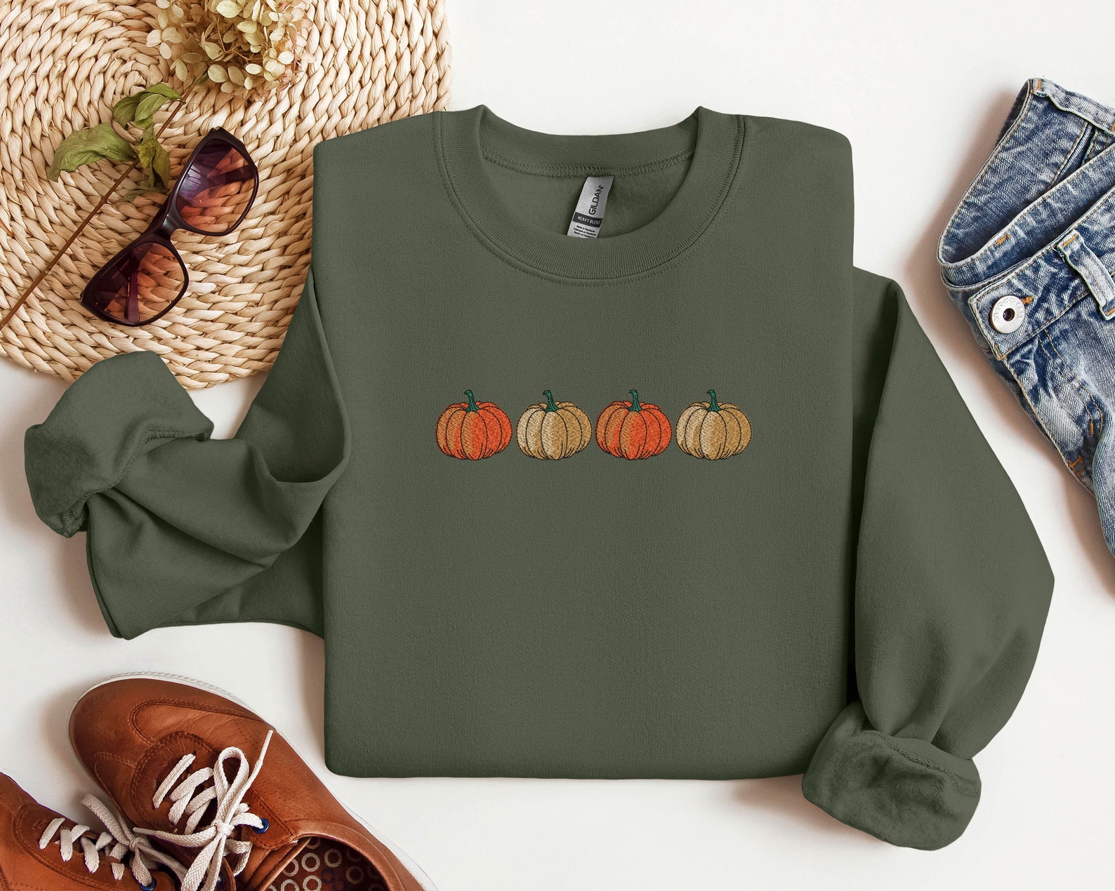 Embroidered Hello Pumpkin, Embroidered Pumpkin Season Sweatshirt ...