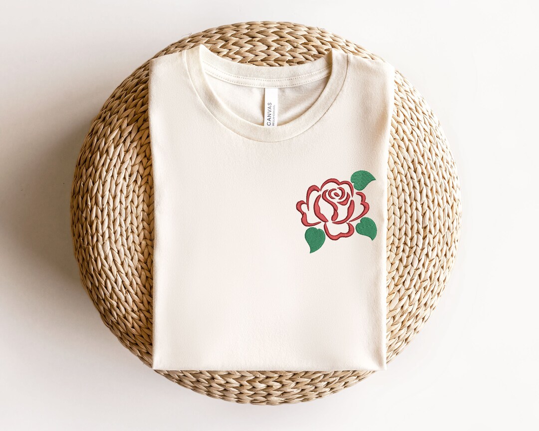 Embroidered Rose Shirt, Embroidered Red Rose Sweatshirt, Embroidered ...