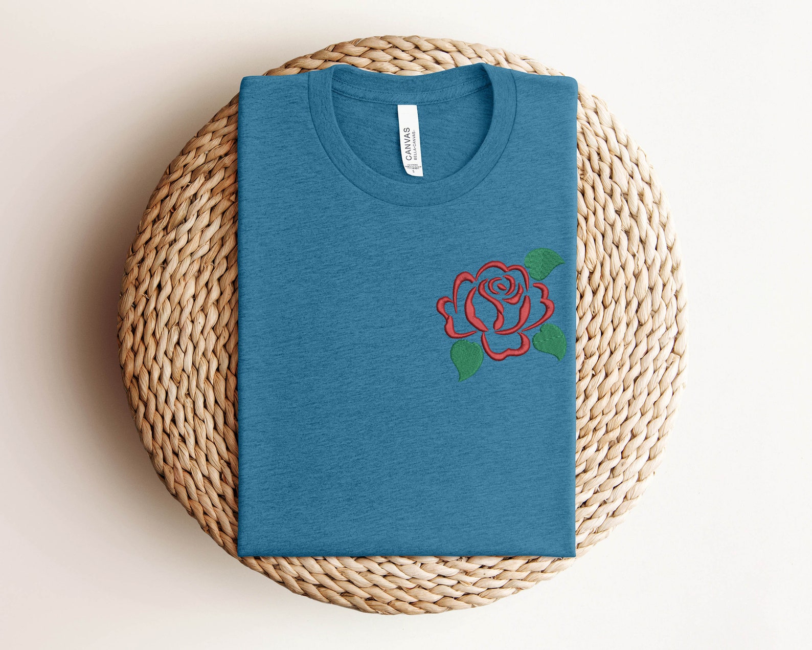 Embroidered Rose Shirt, Embroidered Red Rose Sweatshirt, Embroidered ...