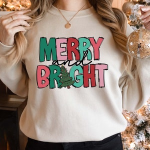 Merry and Bright Sweatshirt, Christmas Sweatshirt, Family Christmas ...