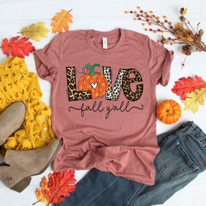 Love Fall Y'all Shirt, Leopard Print Fall Shirt, Thanksgiving,hello ...