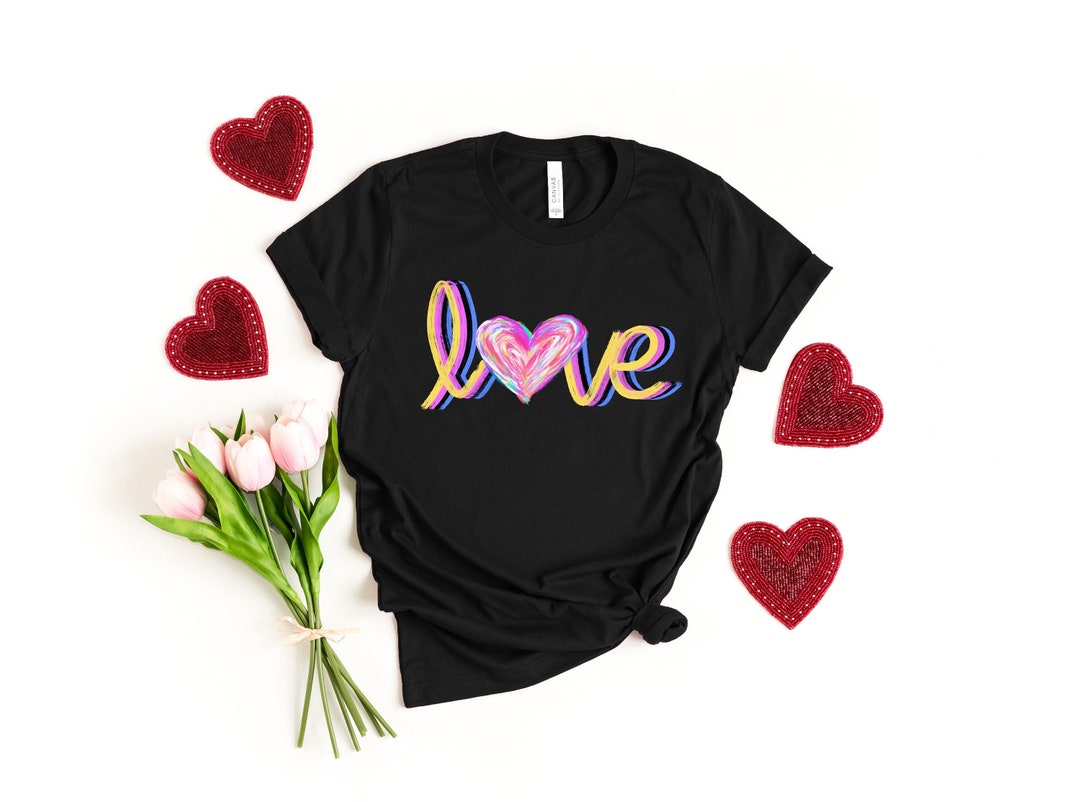 Watercolor LOVE Heart Valentines Shirt, Love Shirt, Valentines Day ...