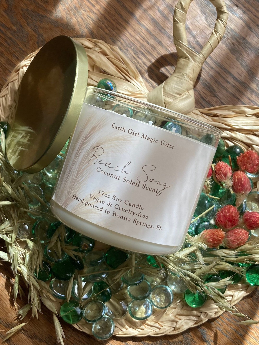 Beach Song 17oz Candle 3 Wick Soy Vegan Candle Coconut Soleil Scent ...