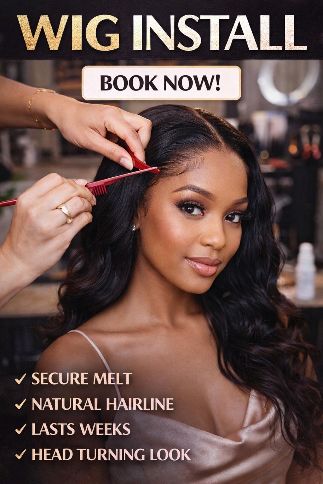 Wig Install Promo Flyer Template | Hair Stylist Canva Template | Wig ...