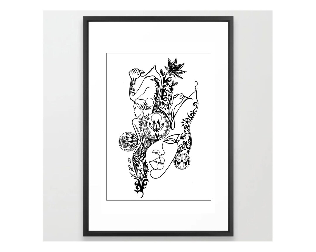 Femme Line Art - Original Marker Pen Art Drawing- Art Print - Etsy