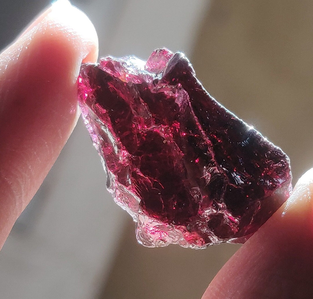 Natural Raw Pink Garnet Gemstone, Transparent Rough Crystal (51.50 Cts ...