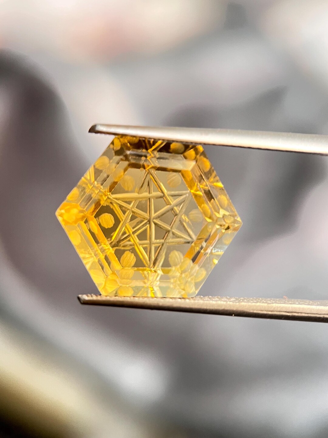 Handcrafted Natural Citrine Fantasy Cut Faceted Gemstone, Exquisite ...