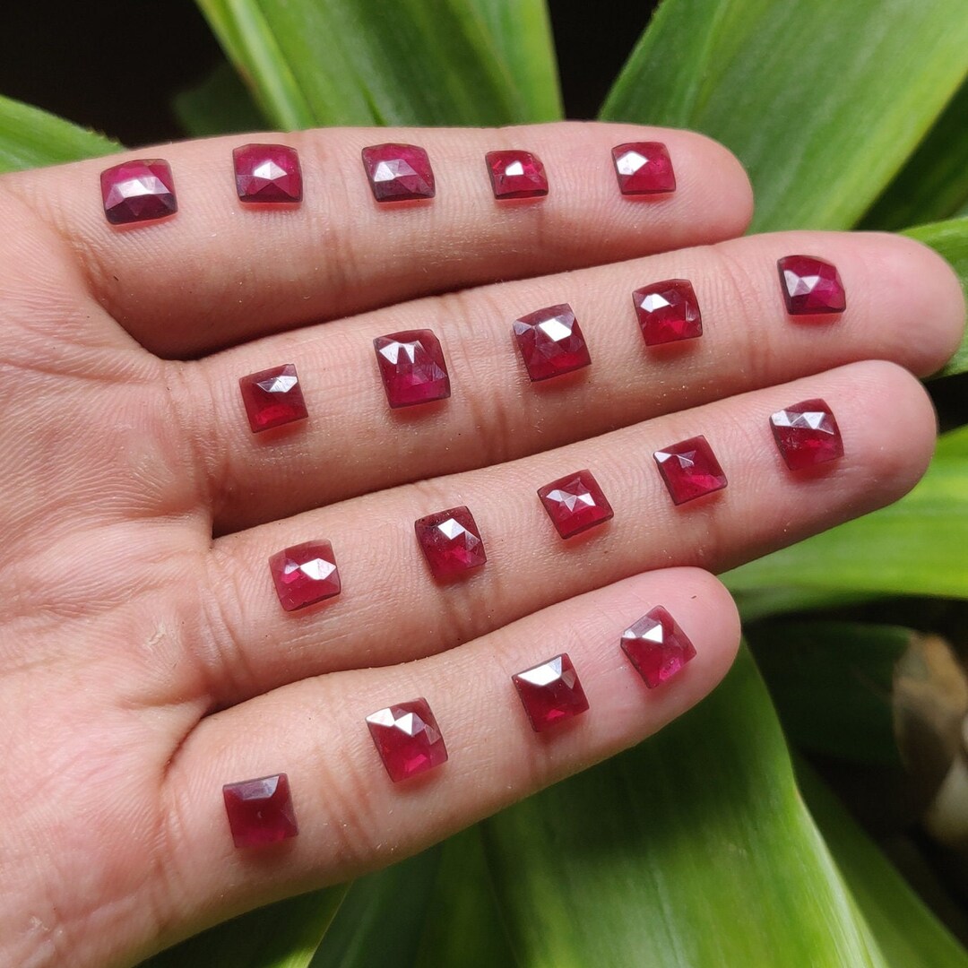 Natural Pyrope Garnet AA+ Grade 5-9mm One Side Faceted Flat Back ...