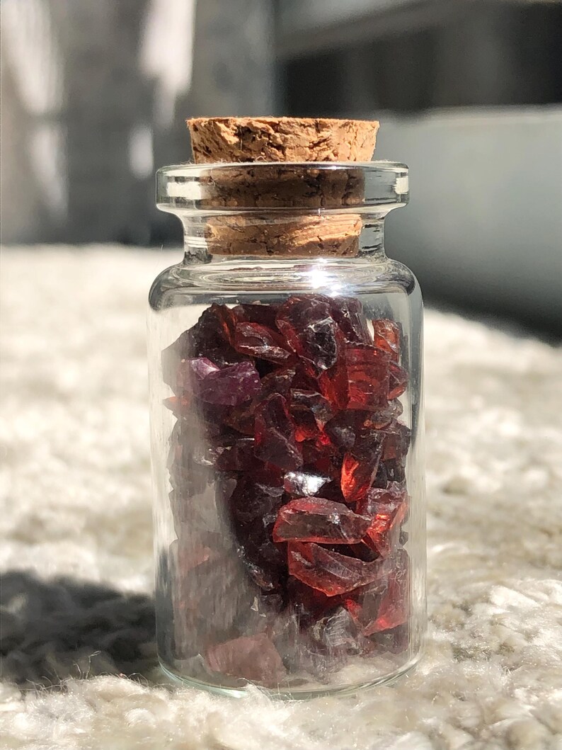 Small Red Crystal Container, 40mm, Natural Gemstone Bottle, Home Decor ...