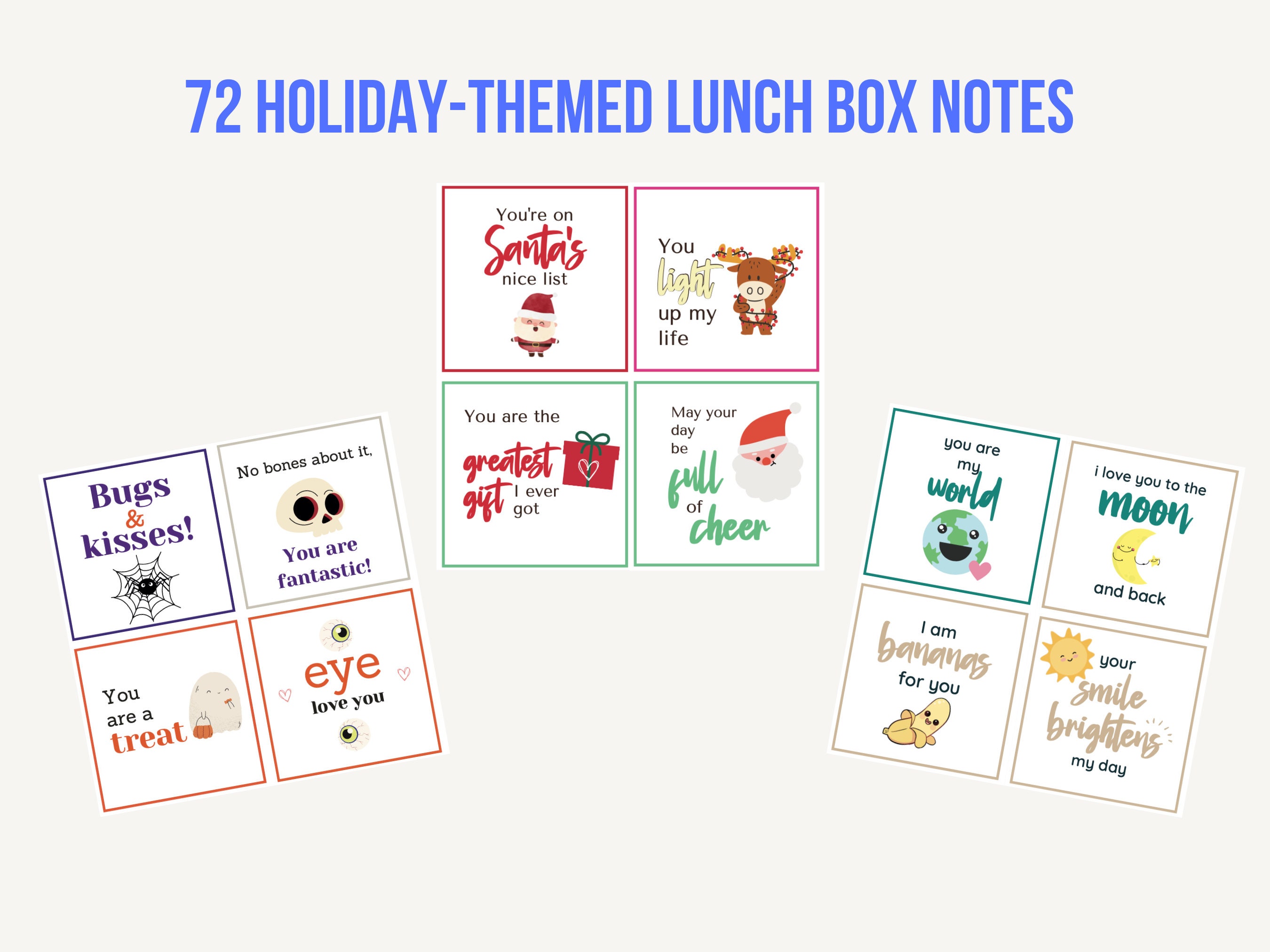 Printable Lunch Box Notes Bundle, Lunch Box Notes for Kids, Lunch Box ...