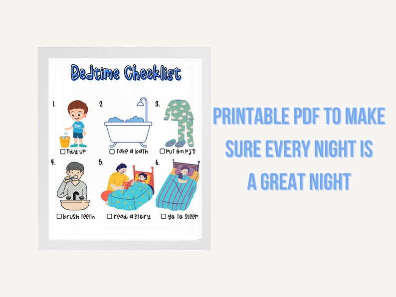Kids Visual Bedtime Routine, Kids Bedtime Checklist, Visual Checklist ...
