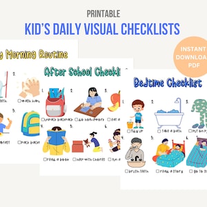 Kids Visual Checklists, Kids Visual Daily Routine, Kids Visual Schedule ...