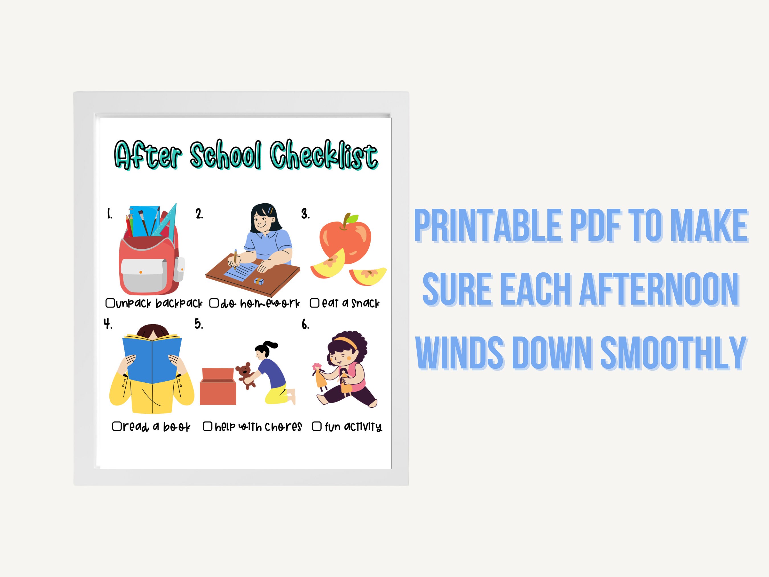 Kids Visual After School Routine, Kids Afternoon Checklist, Visual ...