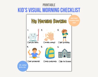 Kids Visual Bedtime Routine, Kids Bedtime Checklist, Visual Checklist ...