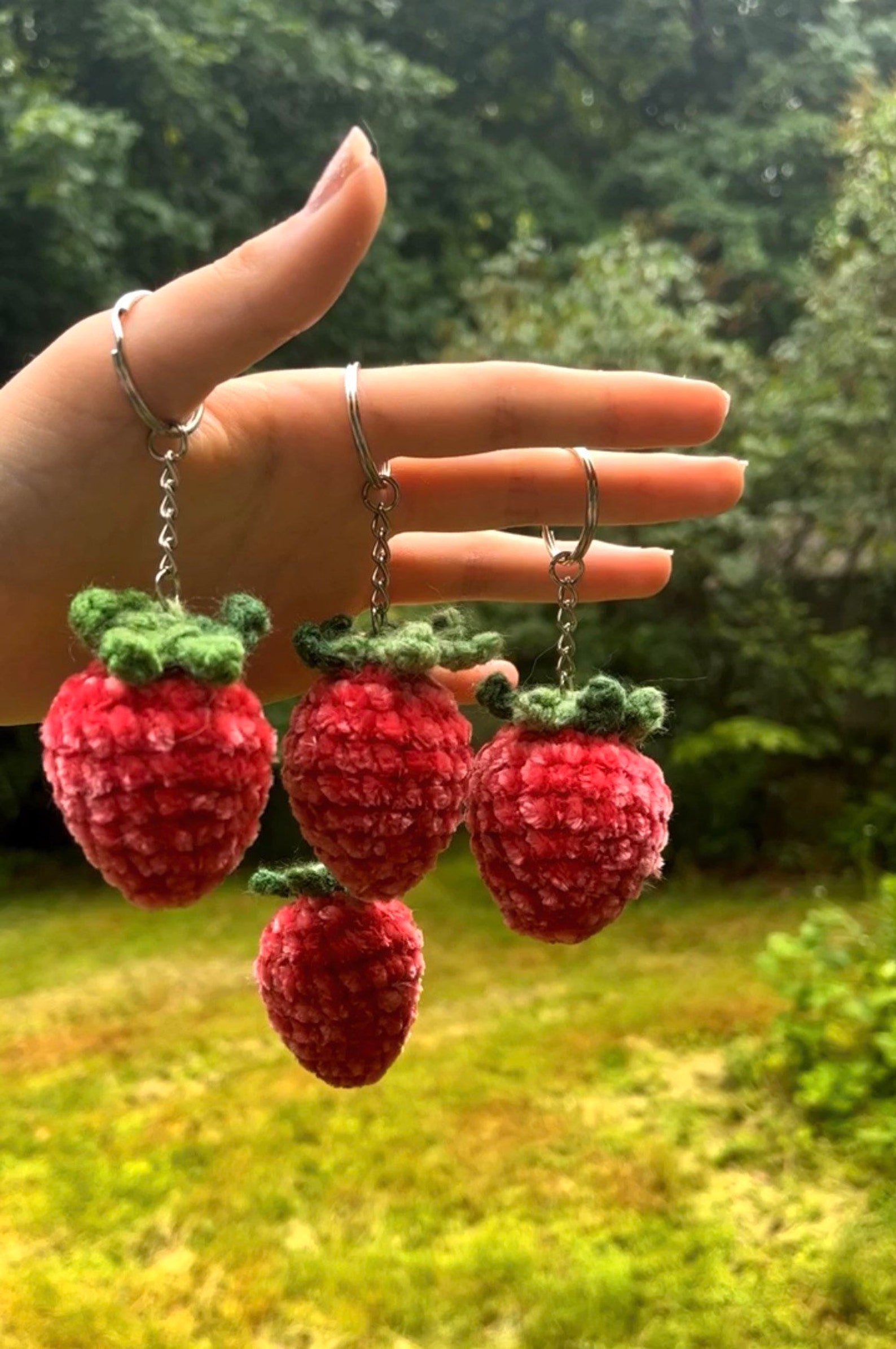 Crochet Strawberry Keychains - Etsy