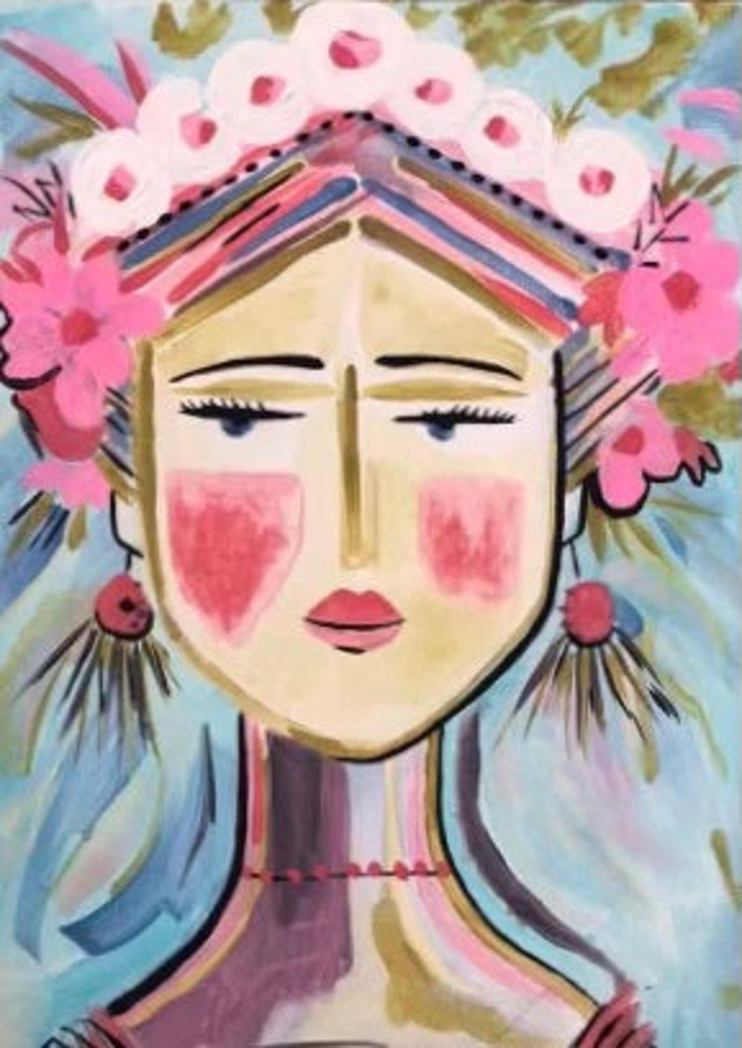 Baby Blue Woman (12x16): Acrylic on Canvas - Etsy