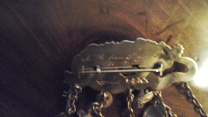 ANTIQUE JAPANESE SILVER Dragon Pin With Charms - Etsy