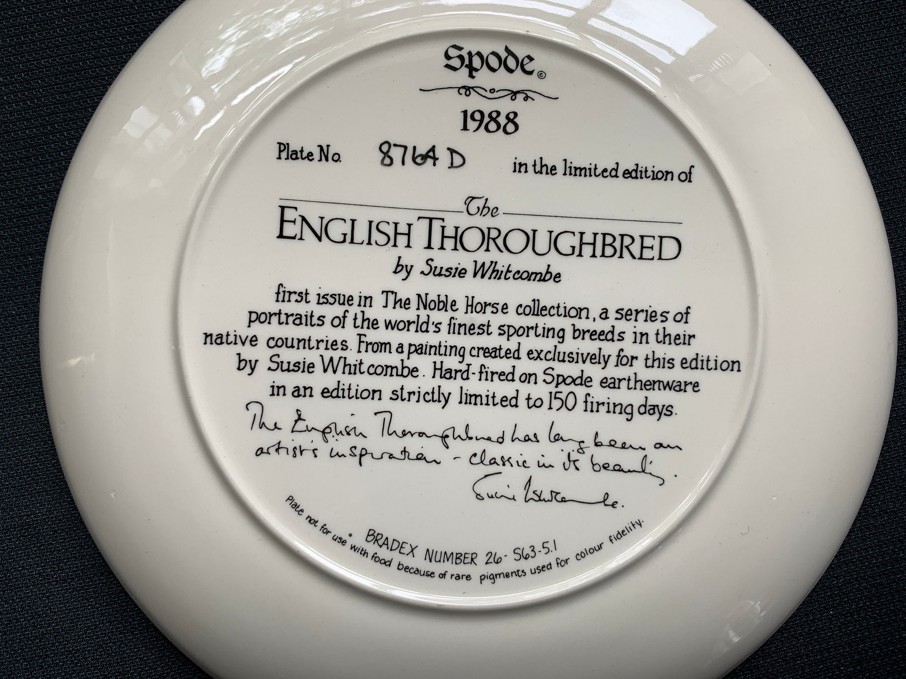 SPODE THOROUGHBRED Collector's PLATE - Etsy