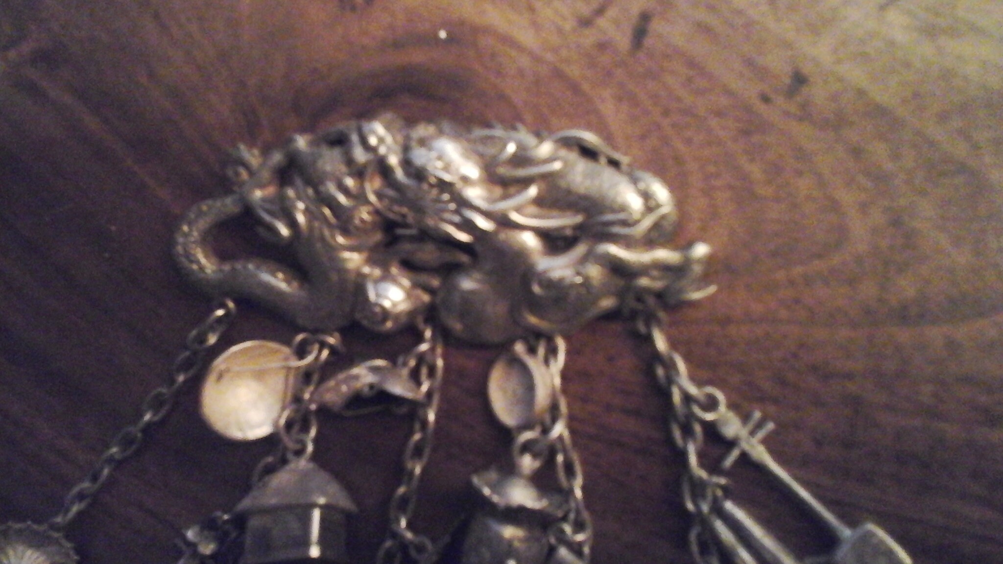 ANTIQUE JAPANESE SILVER Dragon Pin With Charms - Etsy
