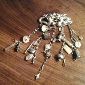 ANTIQUE JAPANESE SILVER Dragon Pin With Charms - Etsy
