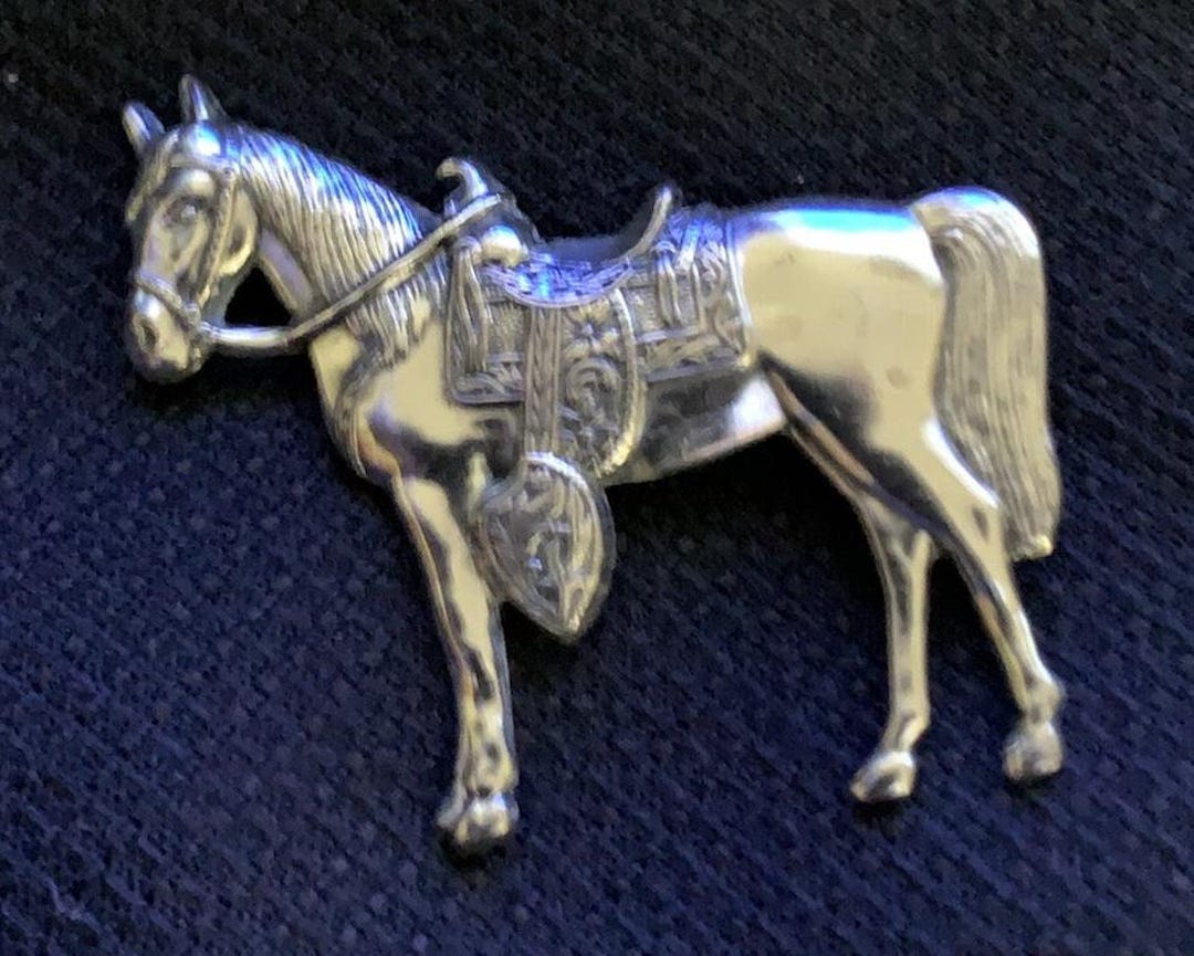 STERLING SILVER WESTERN Horse and Saddle Pin - Etsy