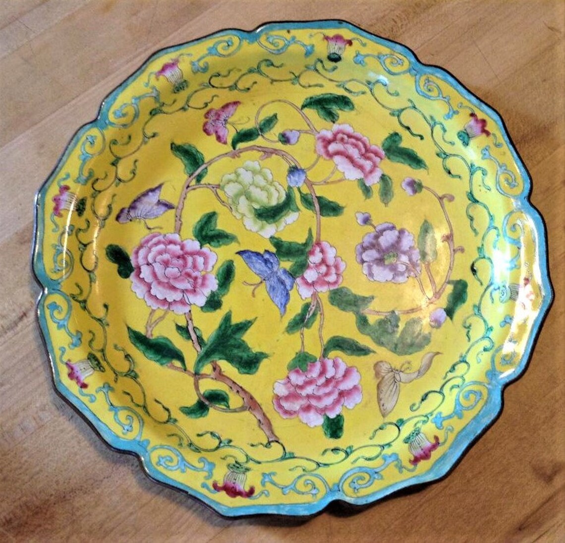 Outstanding Chinese Yellow Ground Enamel / Cloisonne Large | Etsy