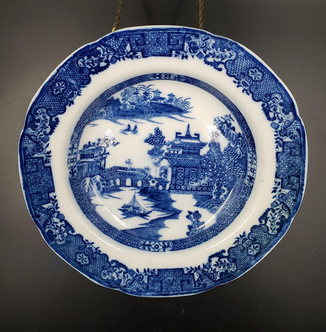Turner Pottery Pearlware Long Bridge Pattern Large Dish - Etsy