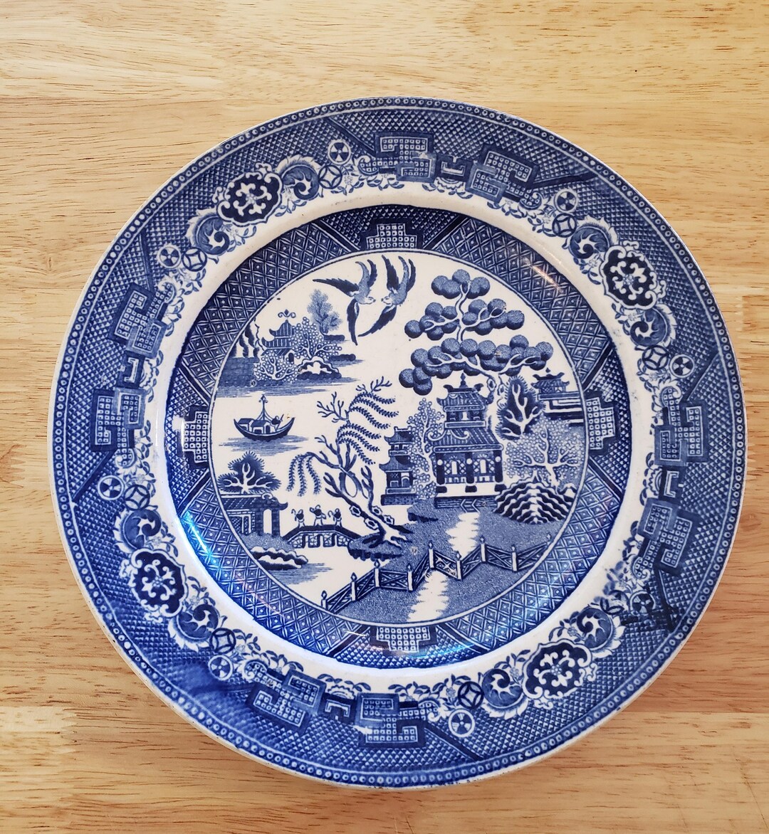 Staffordshire Fenton Stone China Blue Willow Plate - Etsy