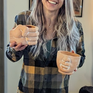 Hand Modern Terracotta Clay Pot With Drainage Fist Plant Pot - Etsy