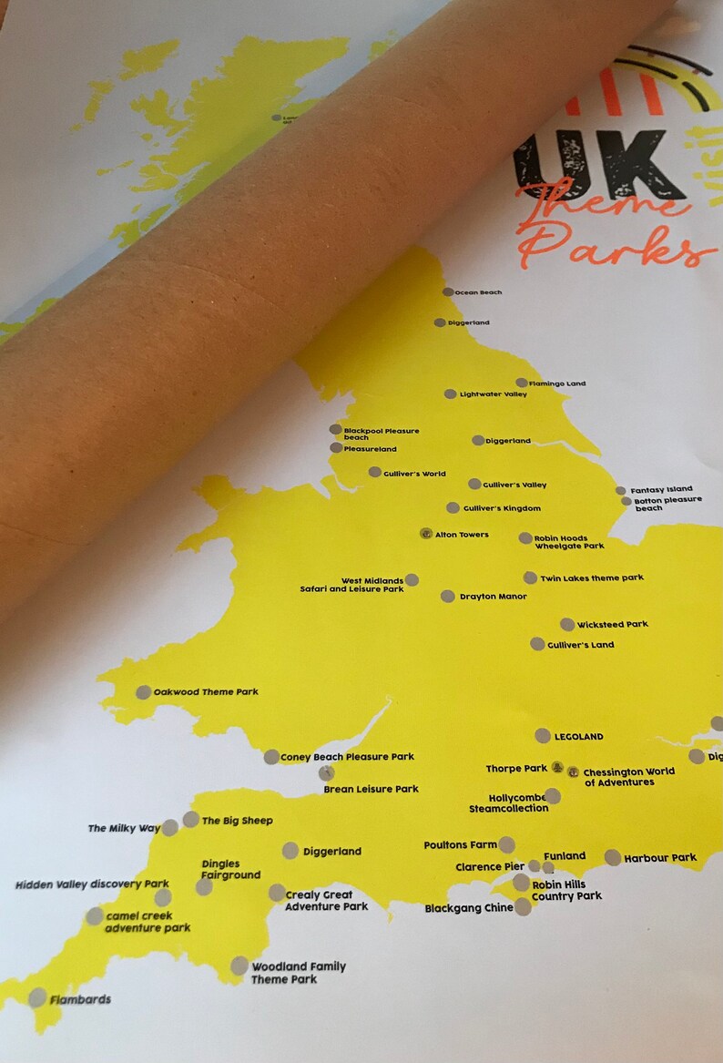 UK Theme Park Scratch Poster - Etsy