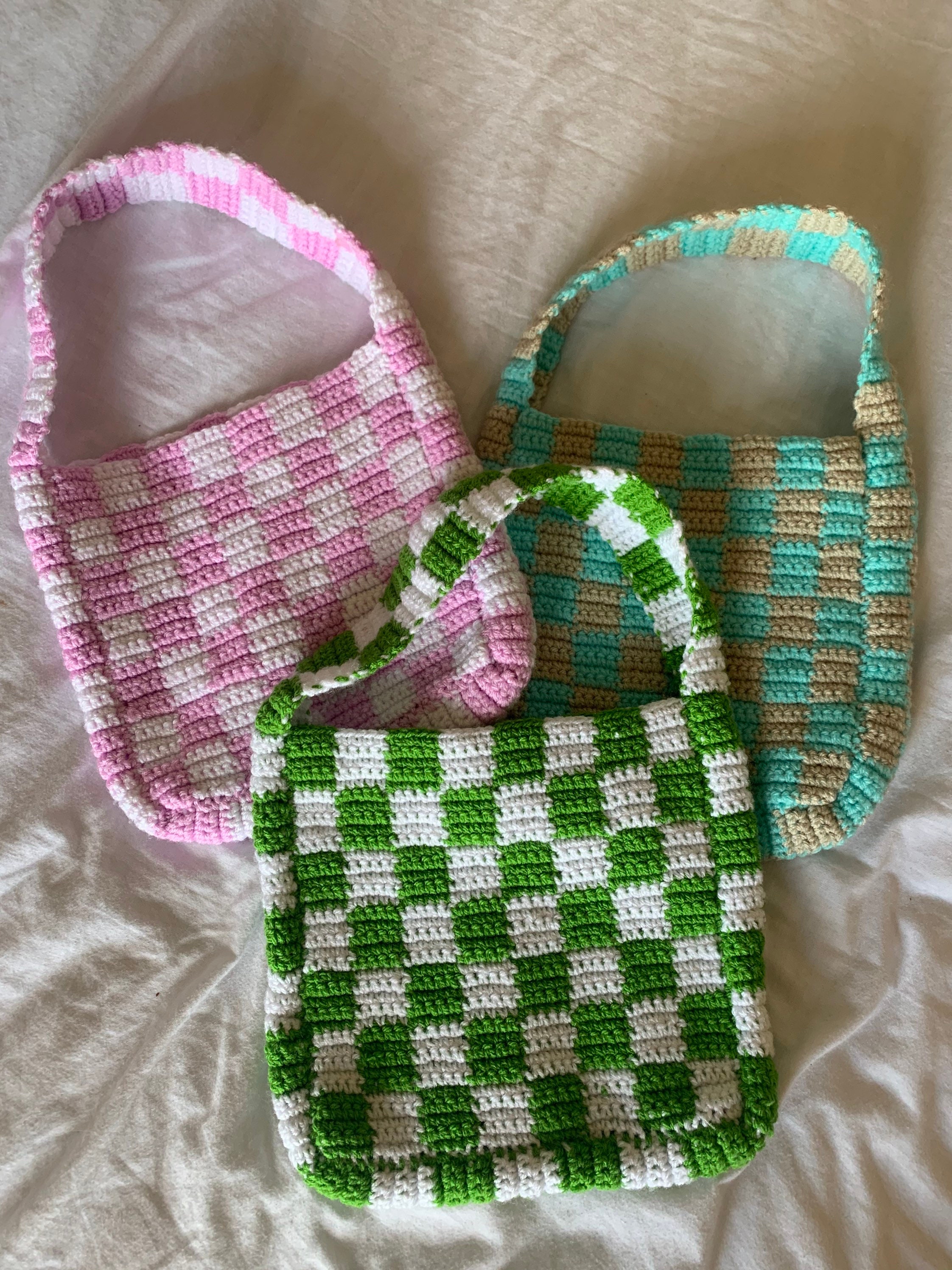 Small Checkerboard Crochet Bag - Etsy
