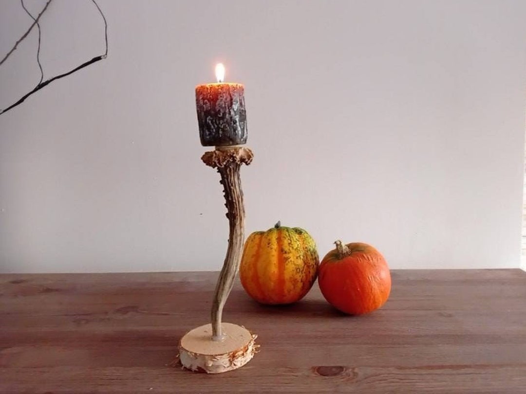 Rustic Candlestick | Real Roe Deer | Antler Candlestick | Natural Home ...