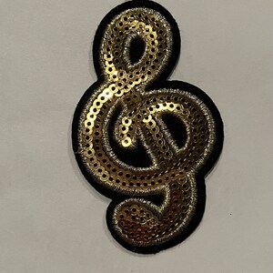 TREBLE CLEF Iron-on Embroidered PATCH Musical Note Symbol Musician ...