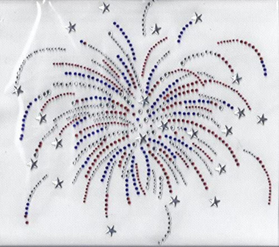 Firework Hot Fix Rhinestone 4th of July Iron on Transfer Independence ...