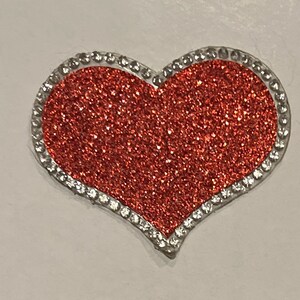 Red Heart Vinyl and Rhinestone Patch Sequin Iron On - Etsy