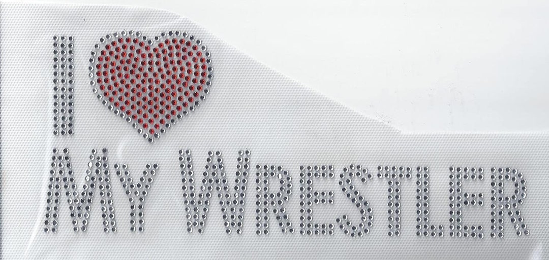 Wrestler I Love Sport Rhinestone Iron on Hotfix Transfer Stones ...