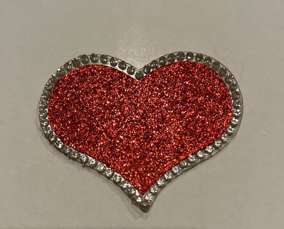 Red Heart Vinyl and Rhinestone Patch Sequin Iron On - Etsy