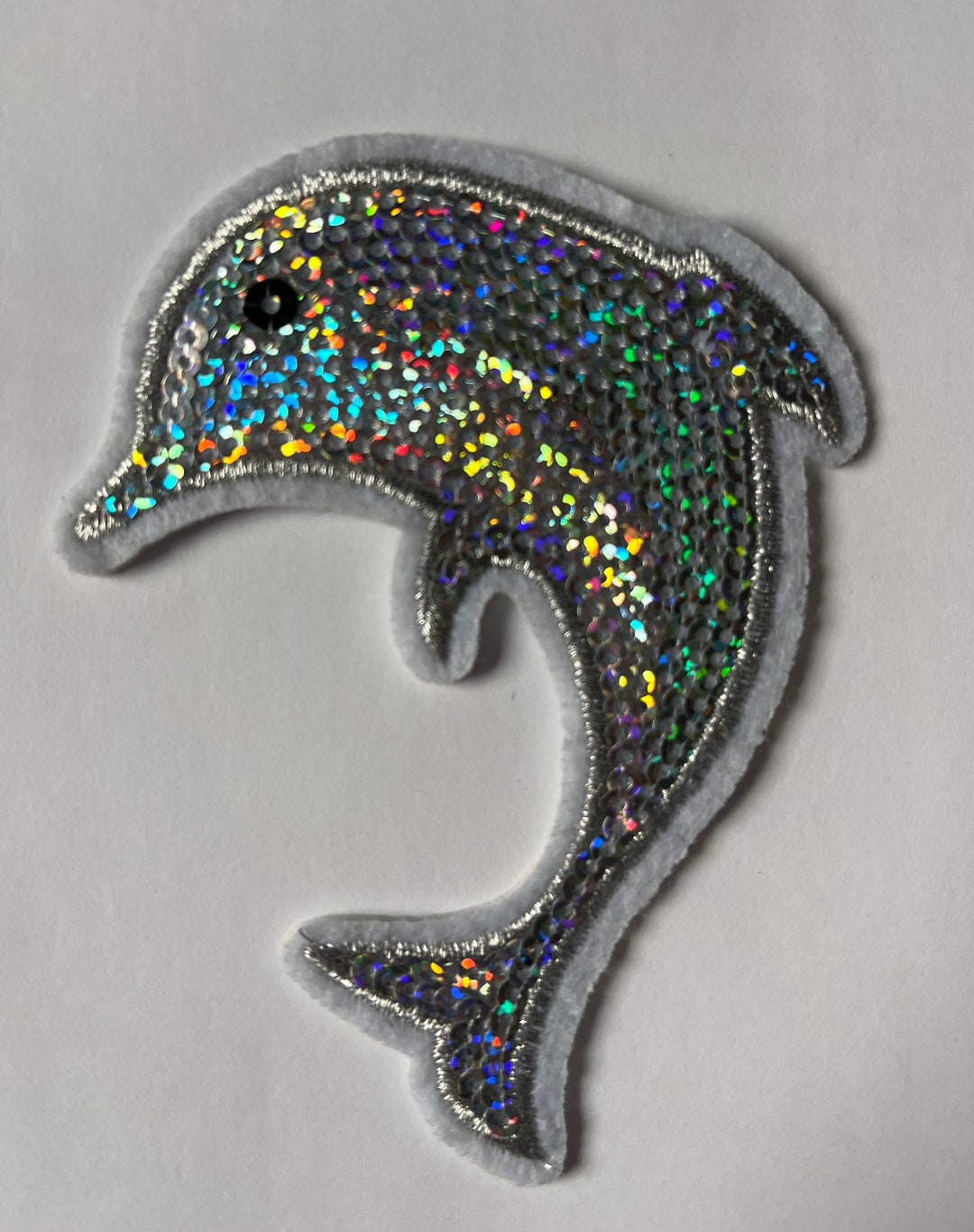 Dolphin Sequin Iridescent Sequin Patch Iron On, Applique, Patch ...