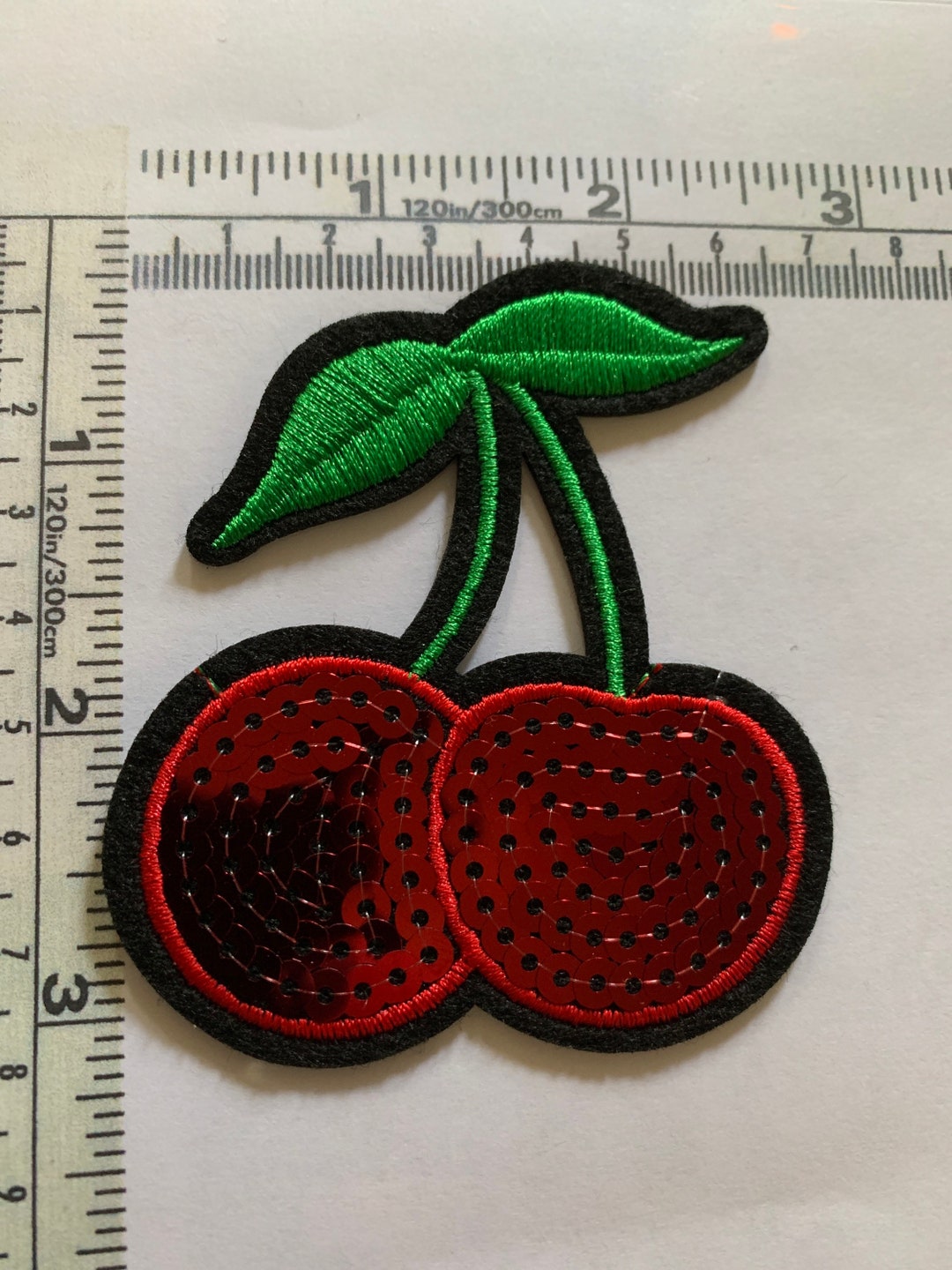 Sequin Red Cherry Cherries Fruit Patch Iron on Appliqué Heat Press Decorative - Etsy