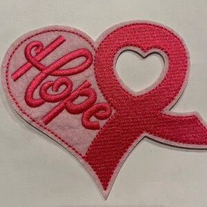 Pink Ribbon Hope Breast Cancer Patch Iron On Applique Patch - Etsy
