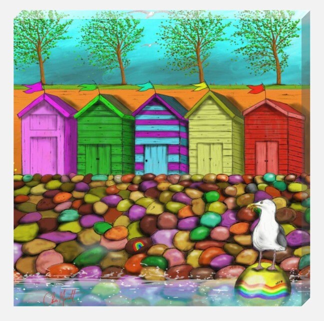 Original Art Featuring Beach Huts and Pebbles - Etsy