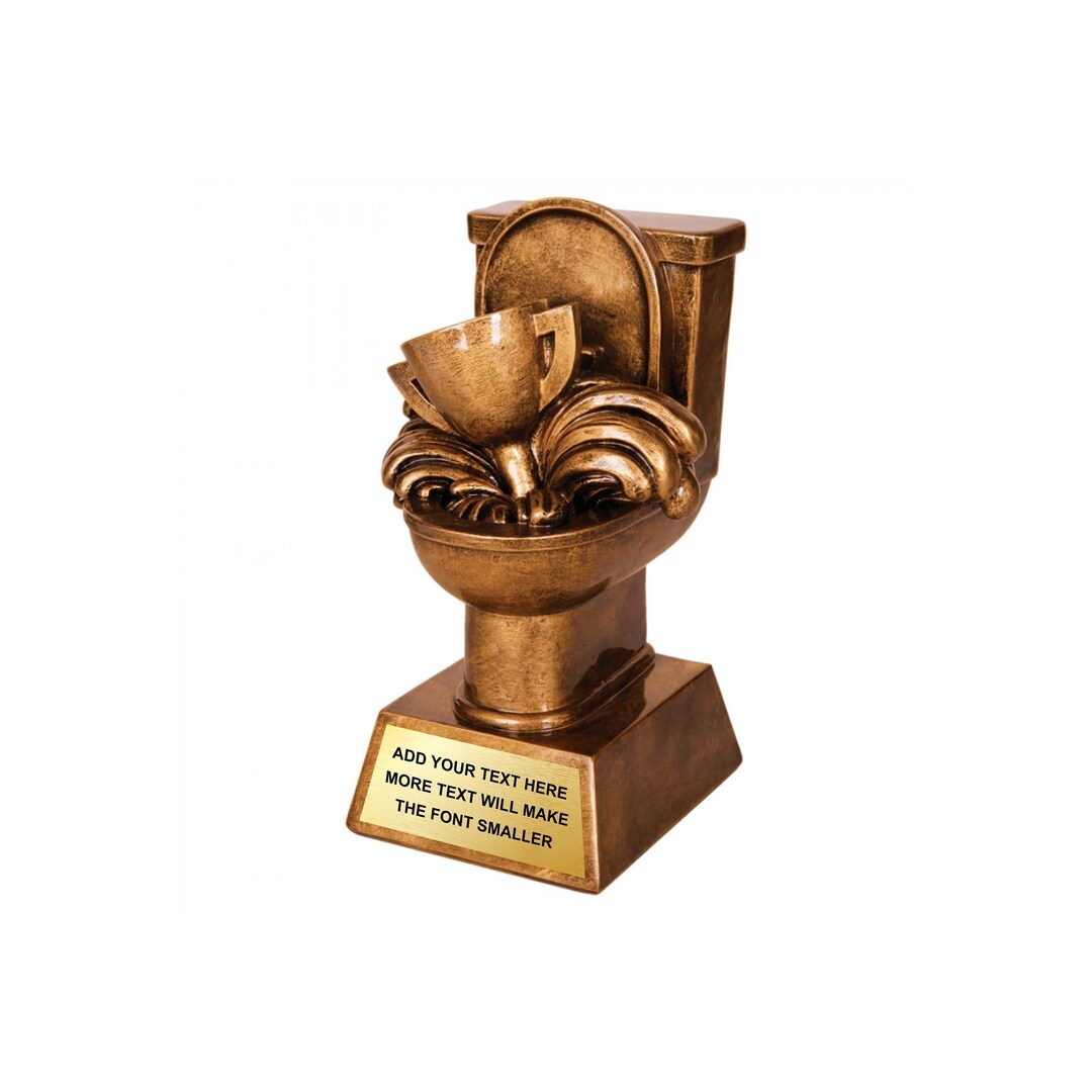 Golden Trophy in Toilet Customized With Any Message, Custom Text ...